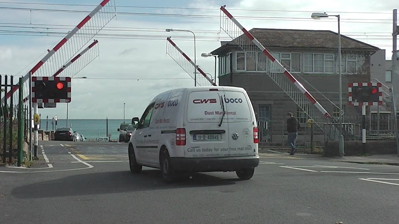 Level Crossing at Bray Station - 8300 Class Dart Train - YouTube