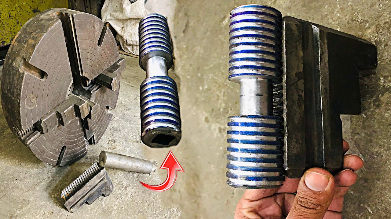 How to Make a 4 jaw Chuck Screw Through a Lathe Machine in a Unique ...