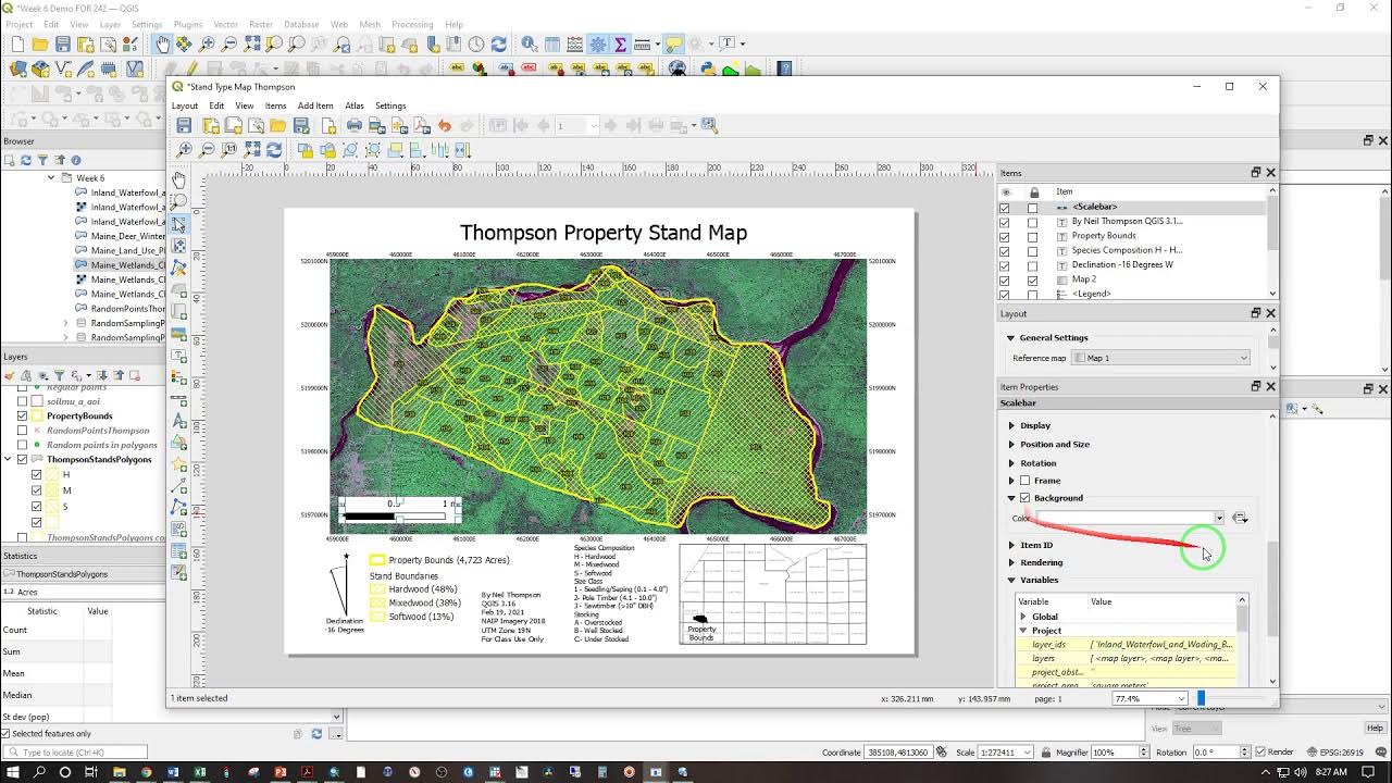 FOR 242 Week 6 Part 5 Adding and editing a scale bar in QGIS 3.16 - YouTube