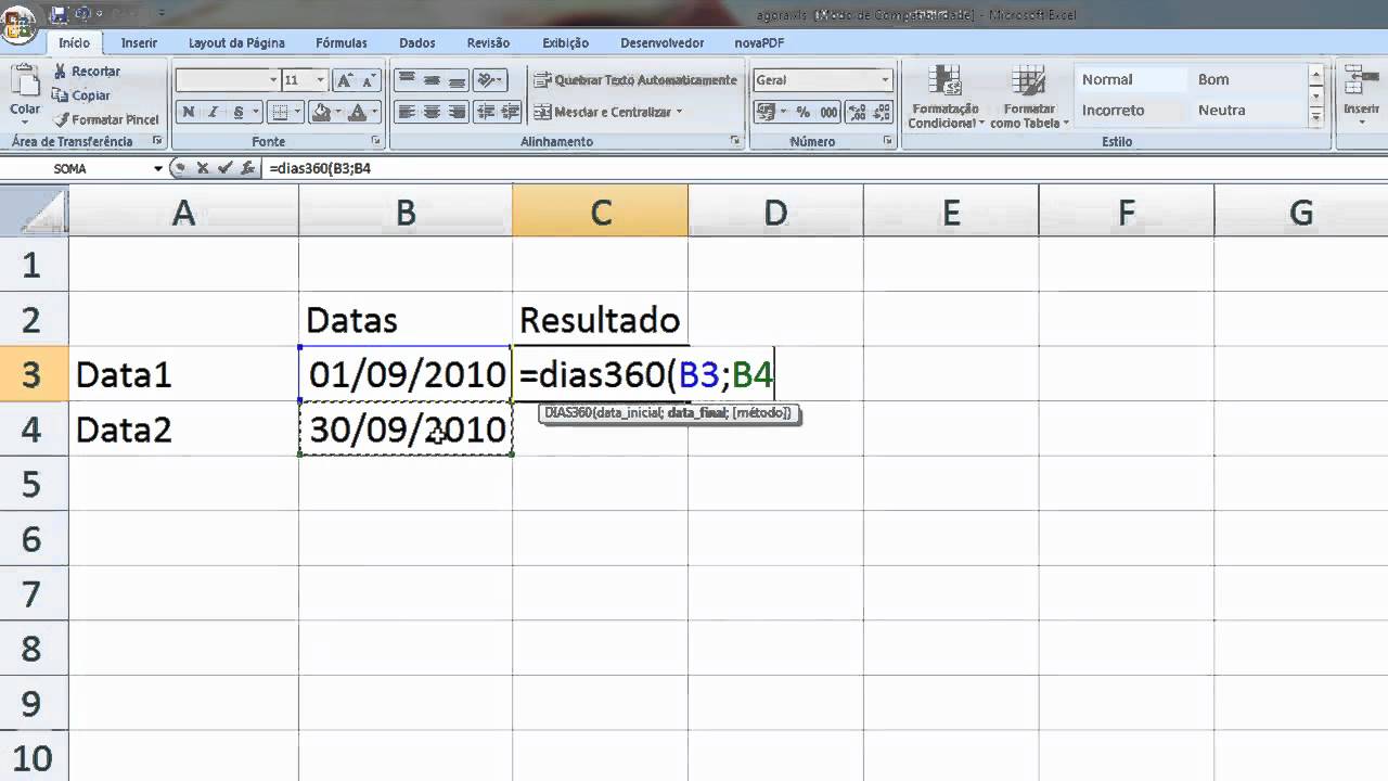 Video aula excel 2007 Funções Agora e DIAS360 Aula 07 - YouTube