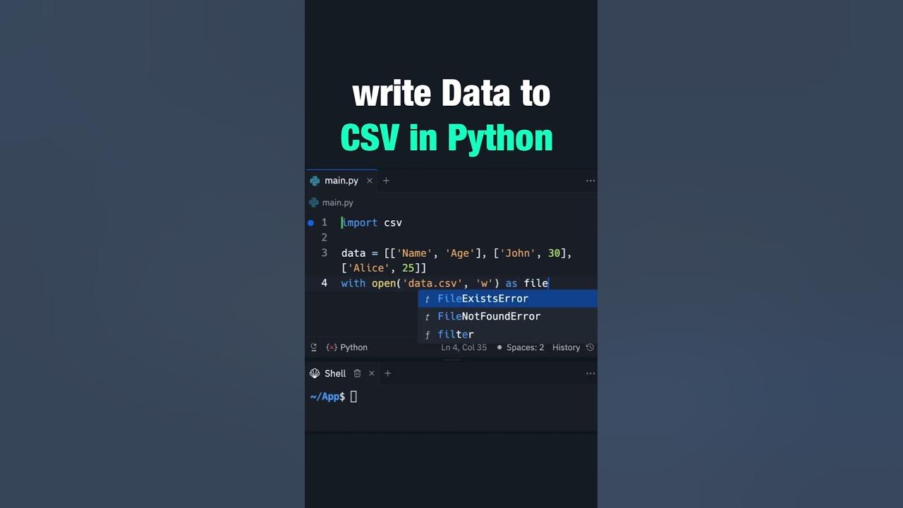Write Data To Csv In Python Softlinks Python Softwareengineering Youtube 