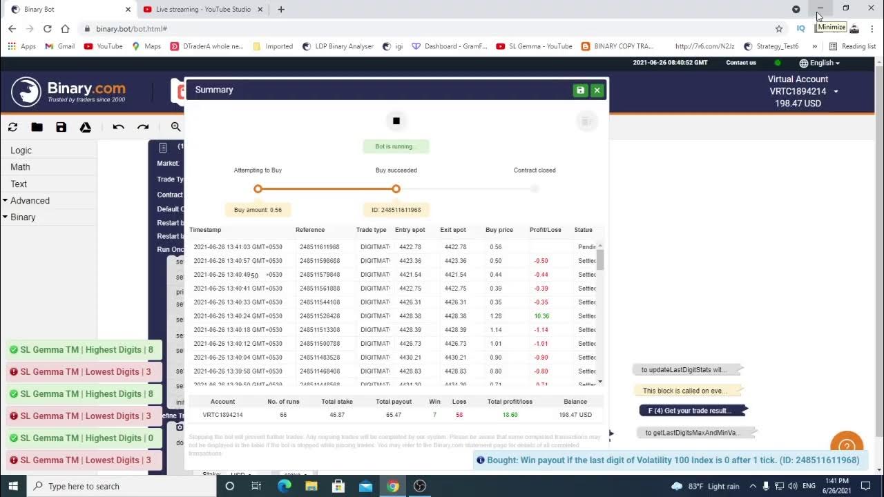 SL Gemma Live Trading Digits Matches Binary Bot Review 2021 - YouTube