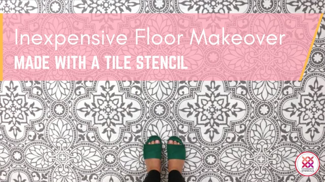 Inexpensive Floor Makeover Made with a Tile Stencil - YouTube