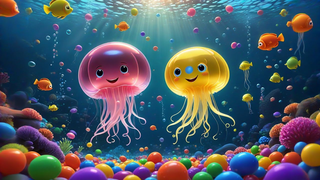 Four Jellyfish Juggle Jellybeans | Fun Counting Song for Kids | Nursery ...
