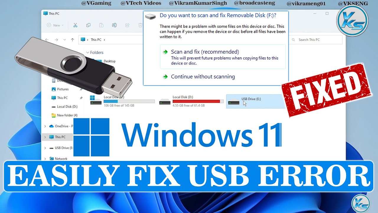Easily Fix/Repair USB Flash Drive Scan And Fix Error in Windows 11 ...