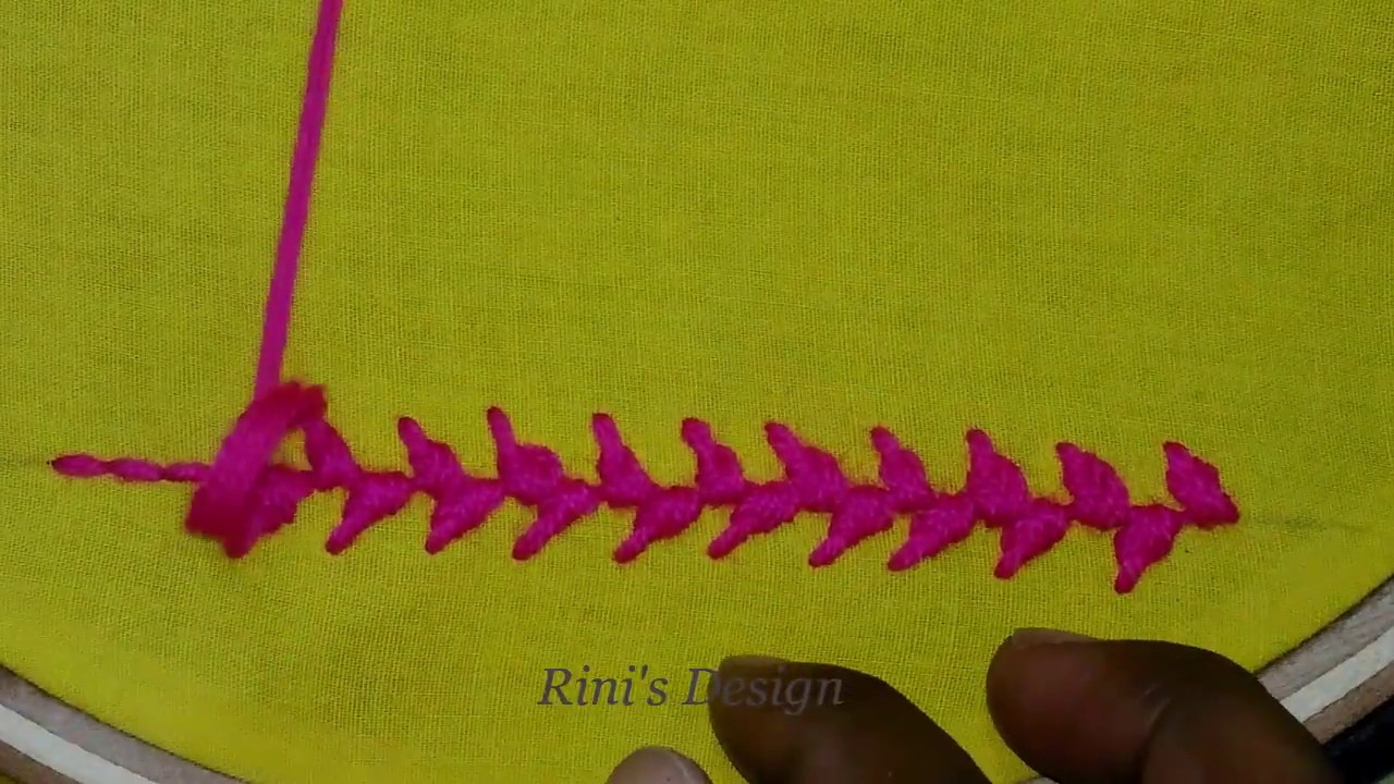 Hand embroidery border line design, Very nice modified back stitch ...