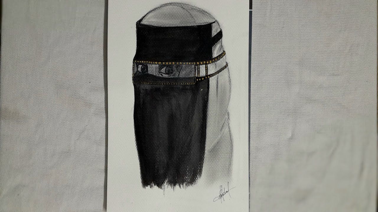 How to draw girl in niqab - hijab - Art by Sundas - YouTube