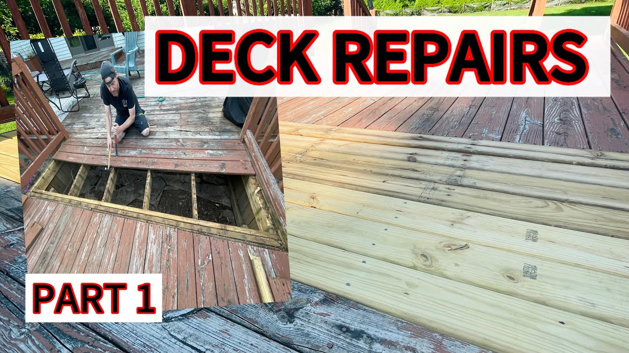 Deck Repairs Part 1 | Replaced Boards and Remounted Joists - YouTube