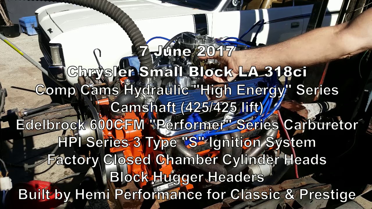 Chrysler 318ci Small Block LA Engine Test - YouTube