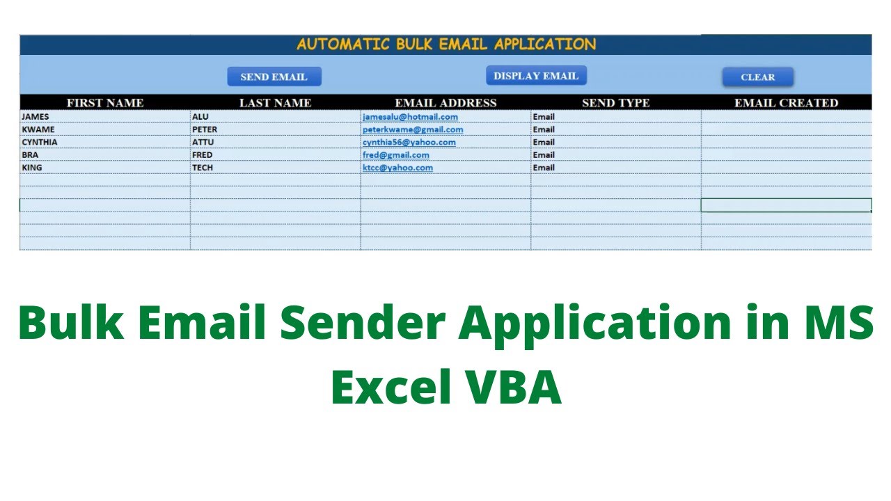 How To Create Bulk Email Sender Application In Ms Excel Vba Part 1 2359