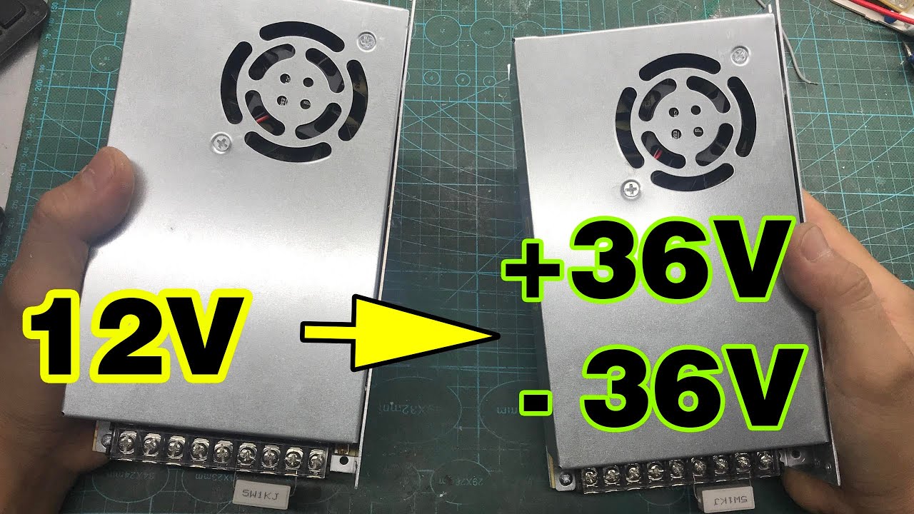 Modify 12V power supply to +36V 0 -36V - YouTube