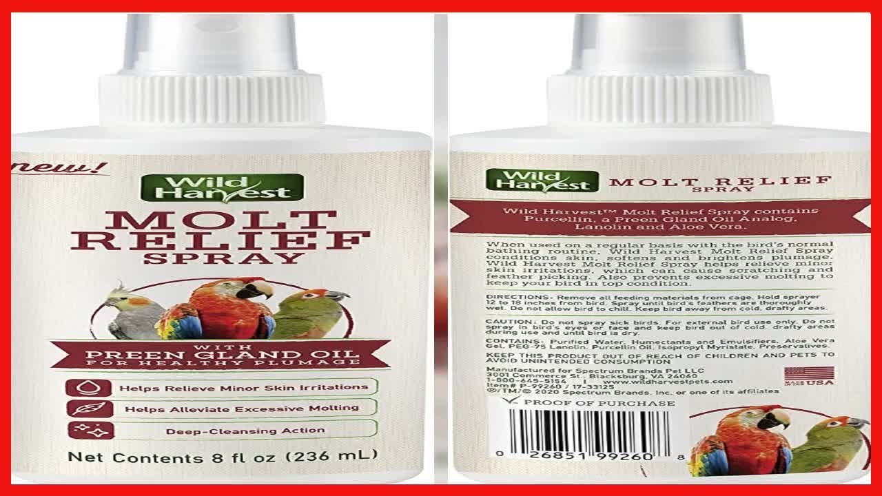 Wild Harvest Molt Relief Spray 8 Ounces, for All Birds, with Preen ...