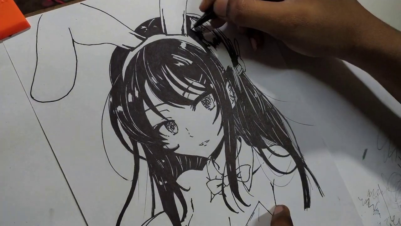 Drawing Sakurajima Mai - Bunny Senpai! - YouTube