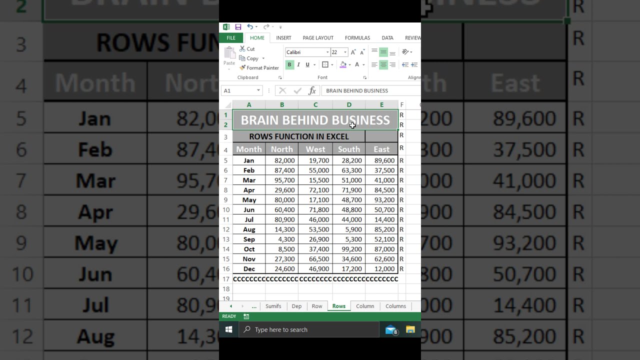 Rows Function In Excel Count Rows In Selected Range In Excel Rows Rows Function In Excel Count Rows In Selected Range In Excel Rows