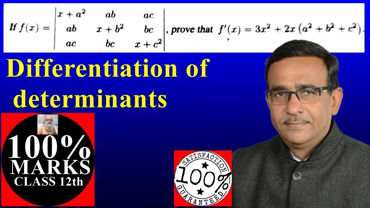 Class 12 Maths, derivative of determinants,Differentiation of ...