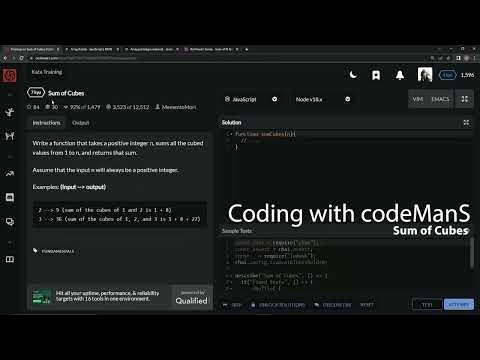 Codewars 7 kyu Sum of Cubes Javascript - YouTube