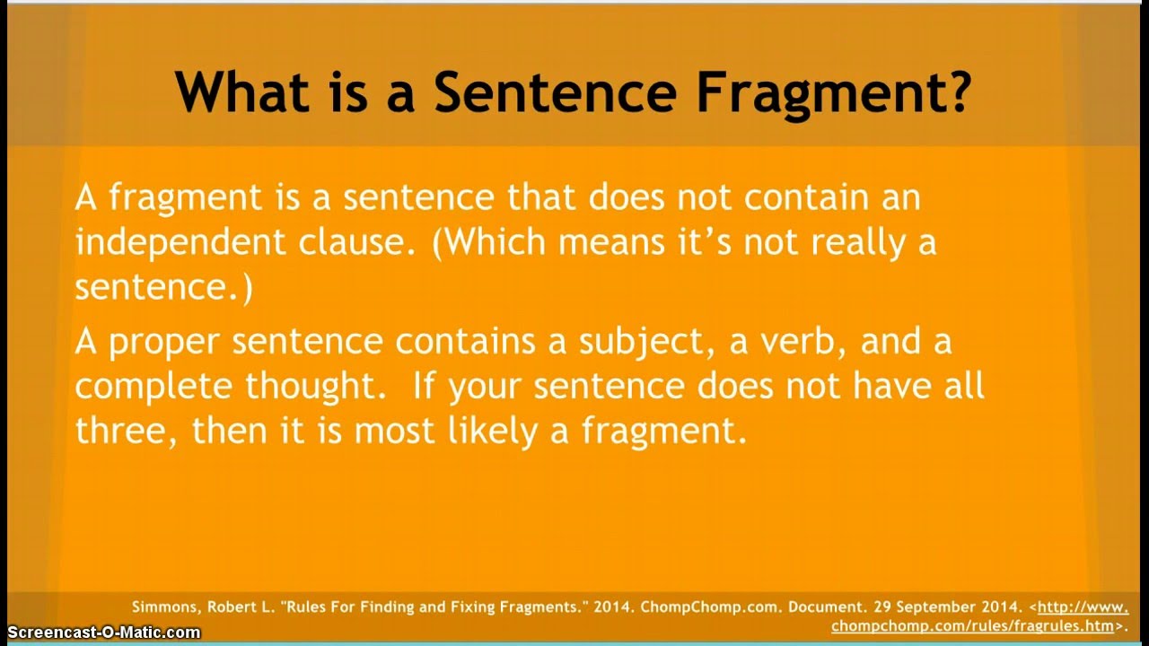 UMA VAWLT: Sentence Fragments - YouTube