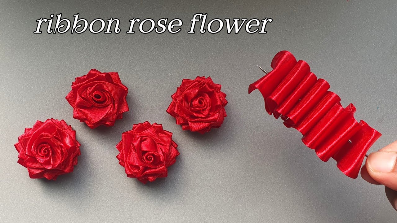 Ribbon Flowers / How to make ribbon flowers / Easy making with needle ...