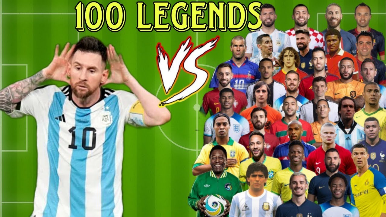 Messi 🆚 100 Football Legends (Ultimate Comparison 💪😲🔥)#messi #football ...