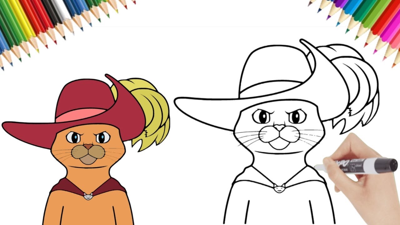 FÁCILES CÓMO DIBUJAR EL GATO CON BOTAS - YouTube
