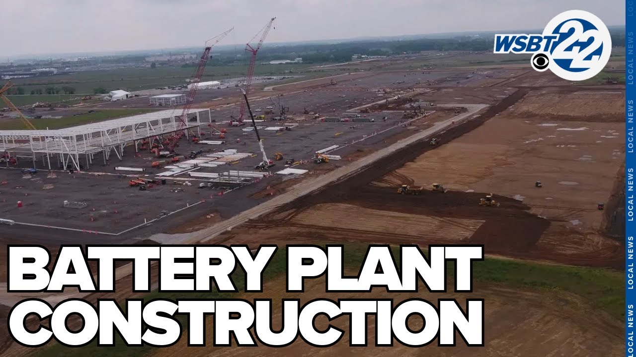 GM battery plant structure visible as construction ahead of schedule ...