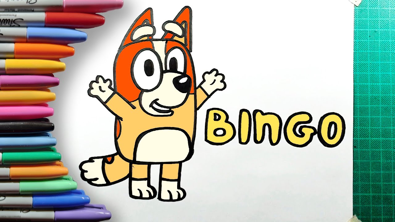 Cómo Dibujar y Colorear a Bingo de Bluey con la Palabra Bingo Paso a ...