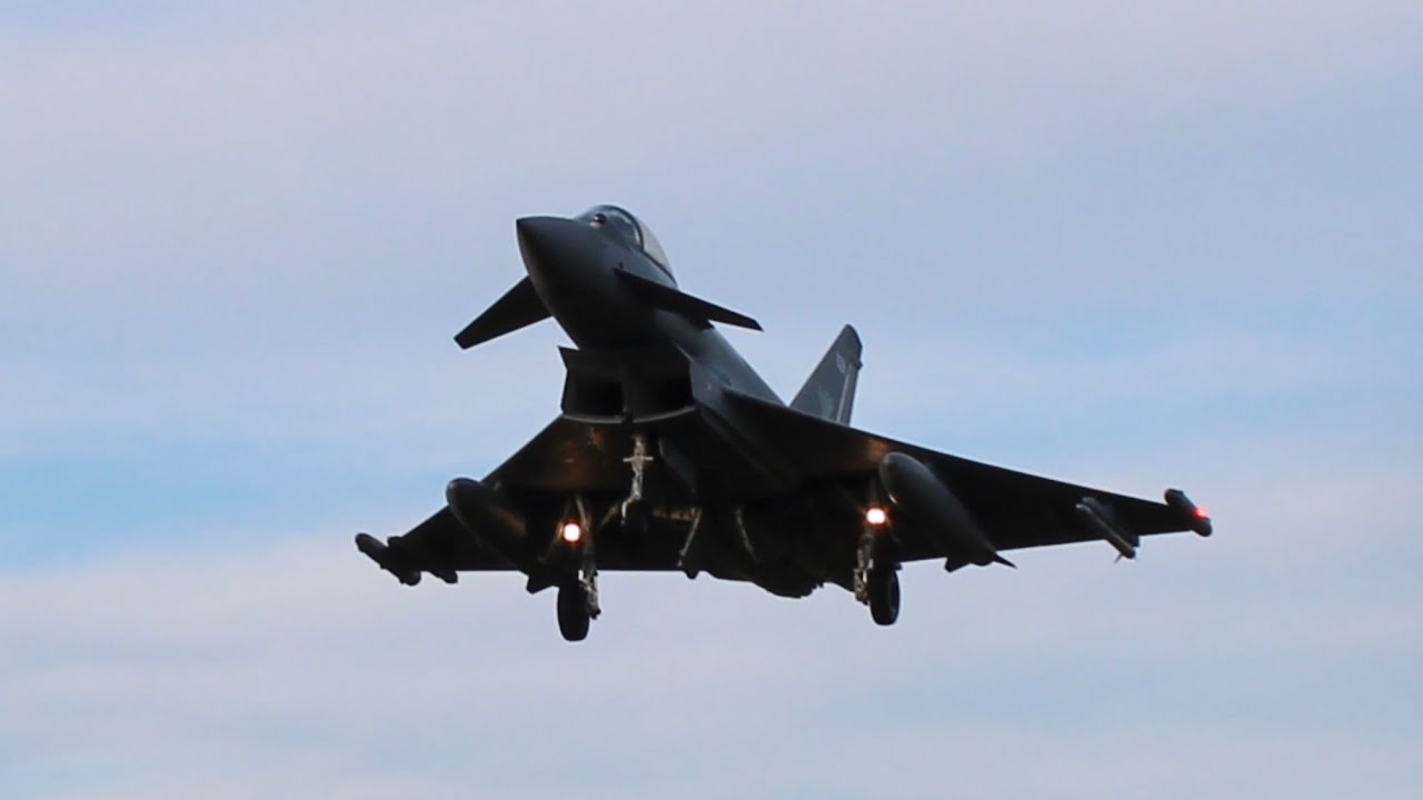 Typhoons takeoff & landing up close - YouTube