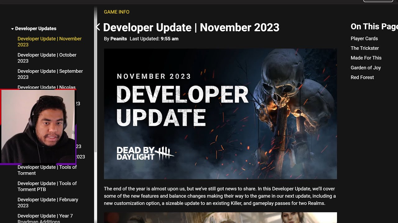 Developer Update November 2023 Reaction (Dead By Daylight) - YouTube