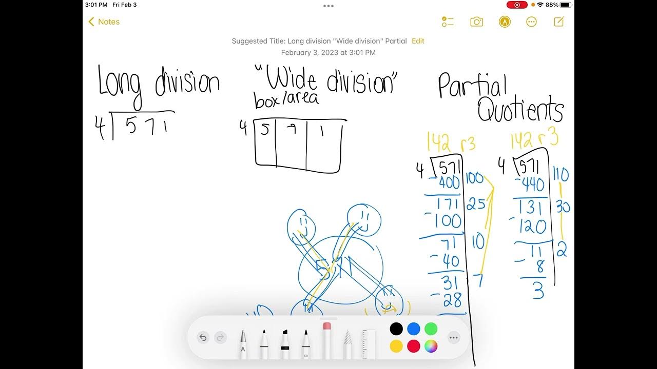 Long Division, “Wide Division”, and Partial Quotients - YouTube