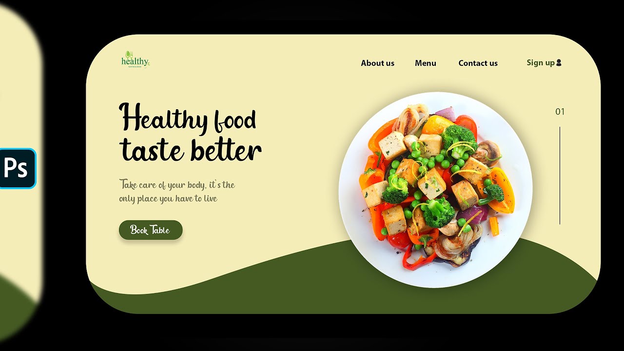 Create Food Website UI Design in Photoshop Photoshop Tutorial - YouTube