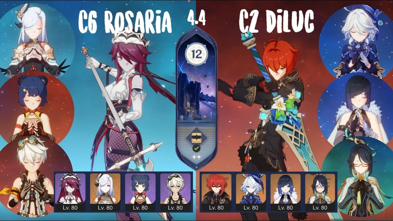 4.4 SPIRAL ABYSS | C6 Rosaria Melt & C2 Diluc & C0 Xianyun DragonStrike ...