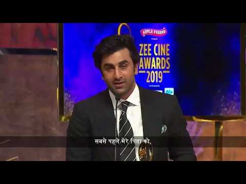 RIP : Rishi Kapoor | Emotional Speech By Ranbir Kapoor | Zee Cine Awards