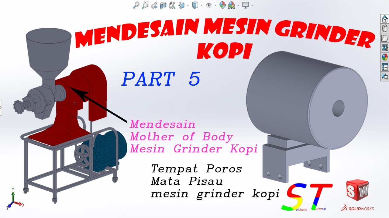 Tutorial Mendesain Mesin Penggiling Kopi | 5 mendesain Body Utama Mesin ...