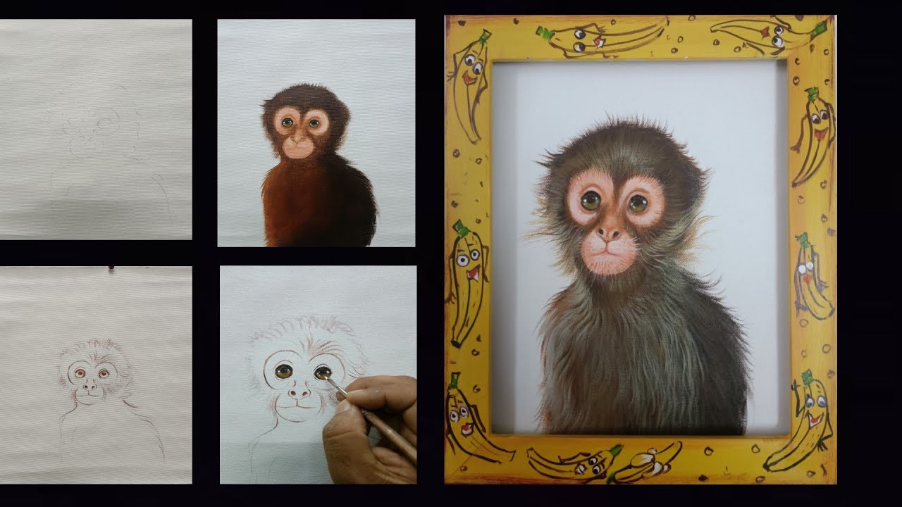 baby monkey painting - YouTube