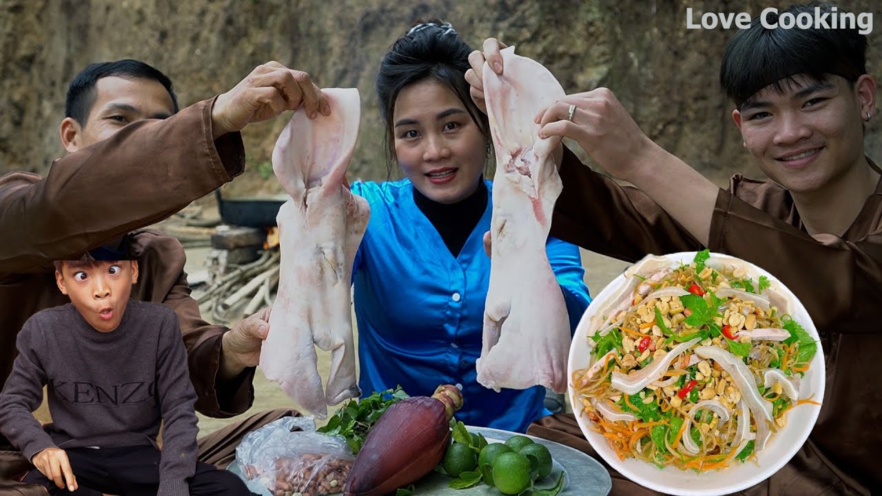 Pig ear salad recipe, Delicious dish made from crispy, sour, spicy pig ...