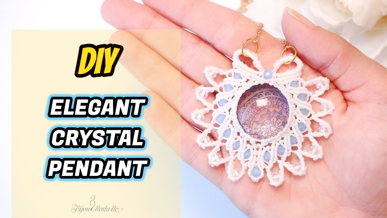 DIY crystal macrame pendant | Elegant macrame pendant tutorial ...