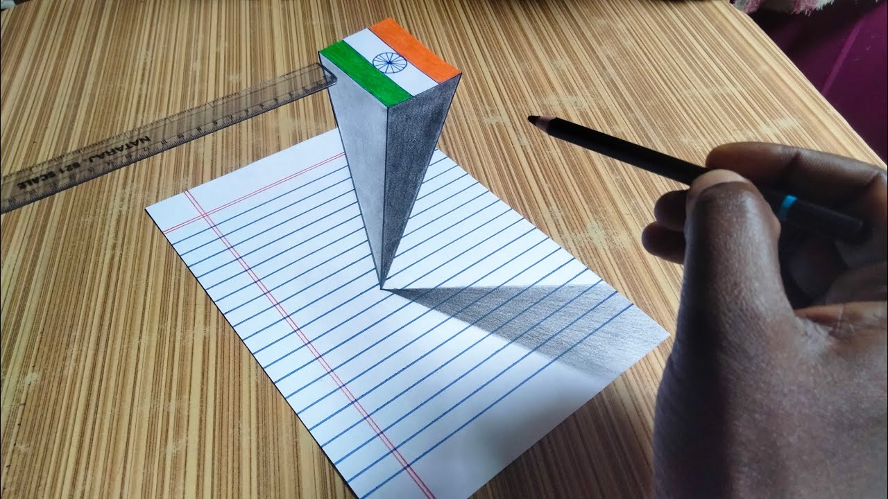 easy 3d indian flag drawing || National flag drawing - YouTube