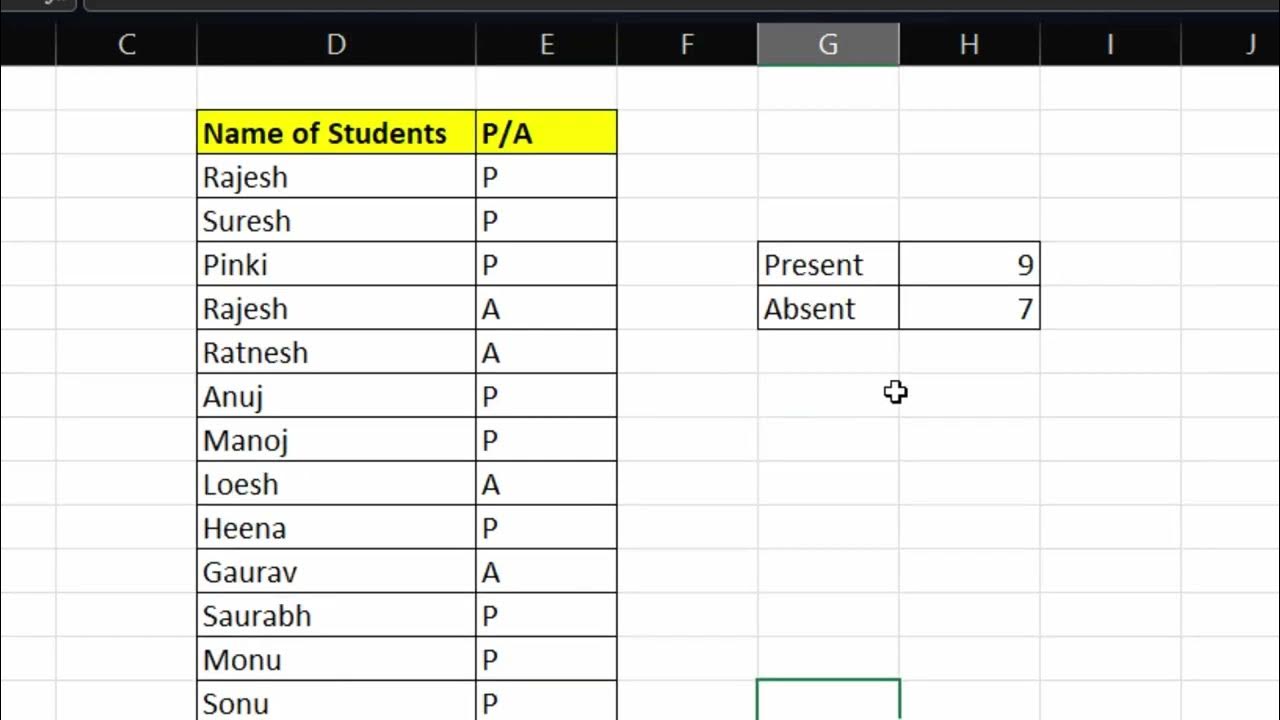 How to calculate number of present and absent students in Ms Excel ...