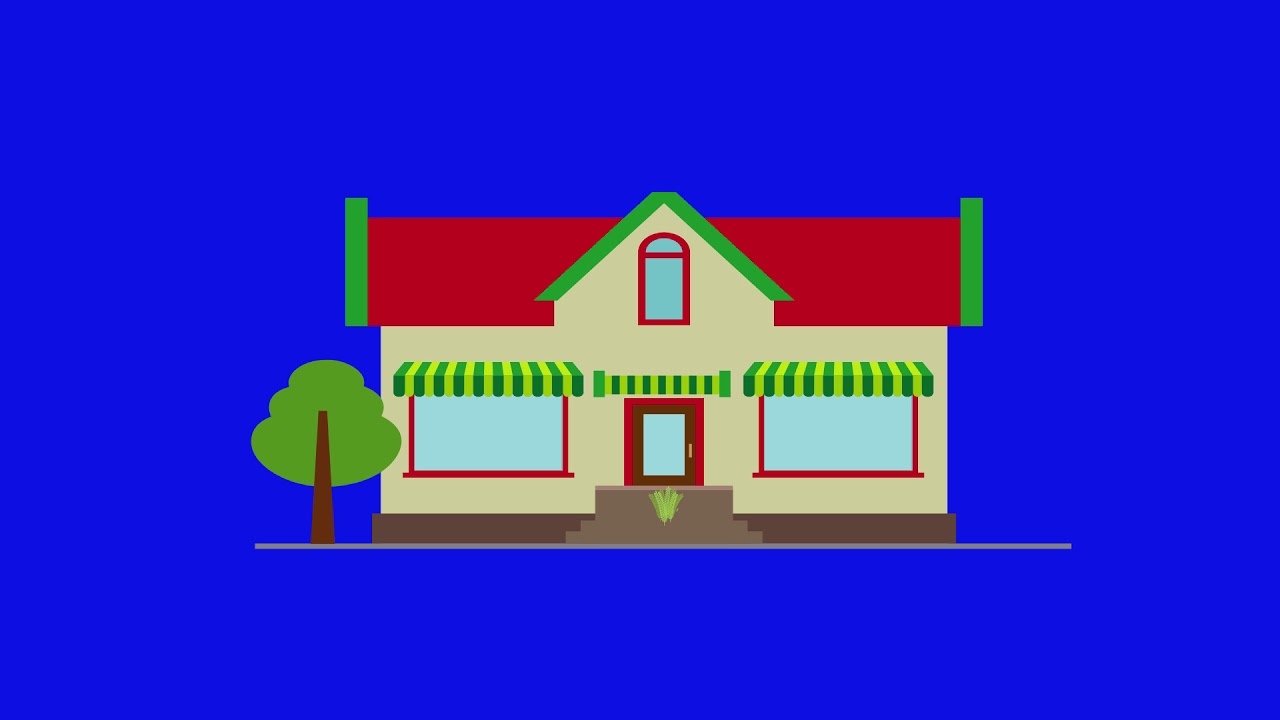 2D house animation on a blue background. Chrome key - YouTube