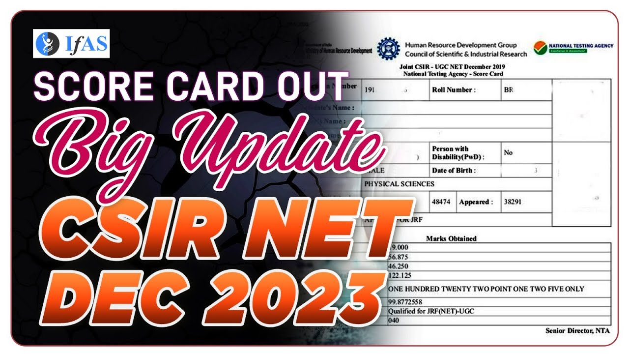 Score Card Out CSIR NET DEC 2023 | Big Update - YouTube
