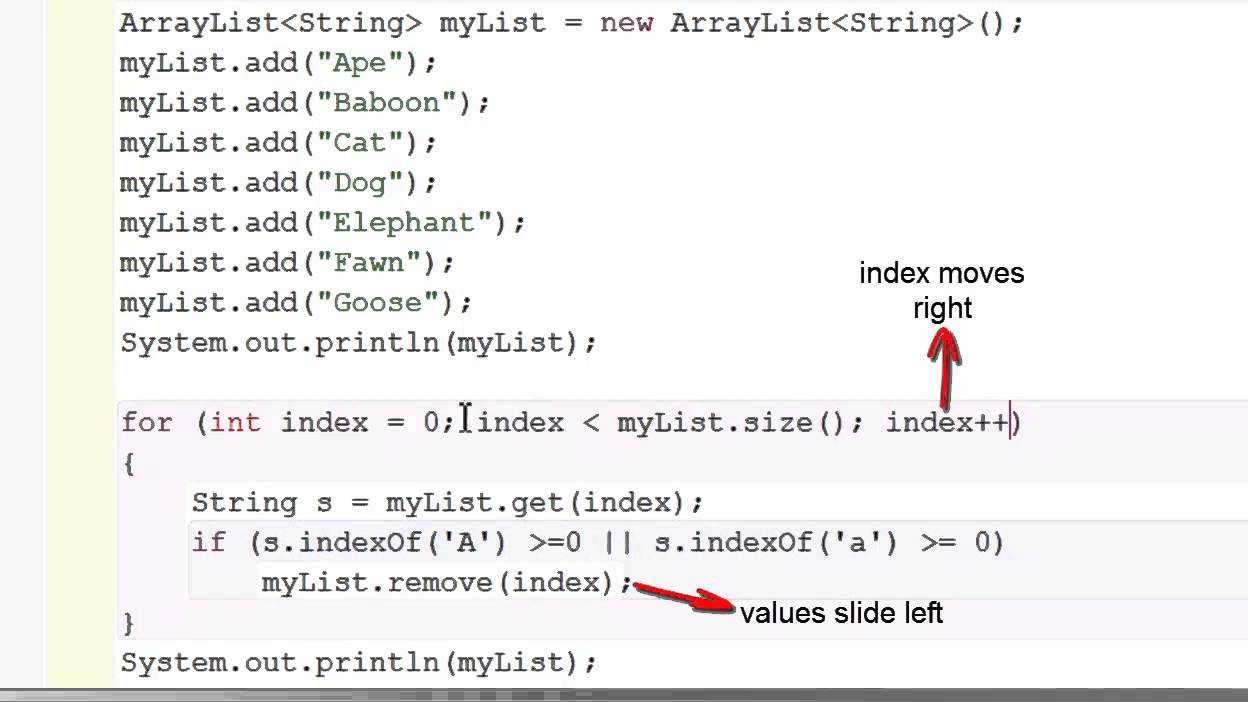 Mr. Hazard's CS - 4-5 - ArrayList Pitfall - Removing Elements ...