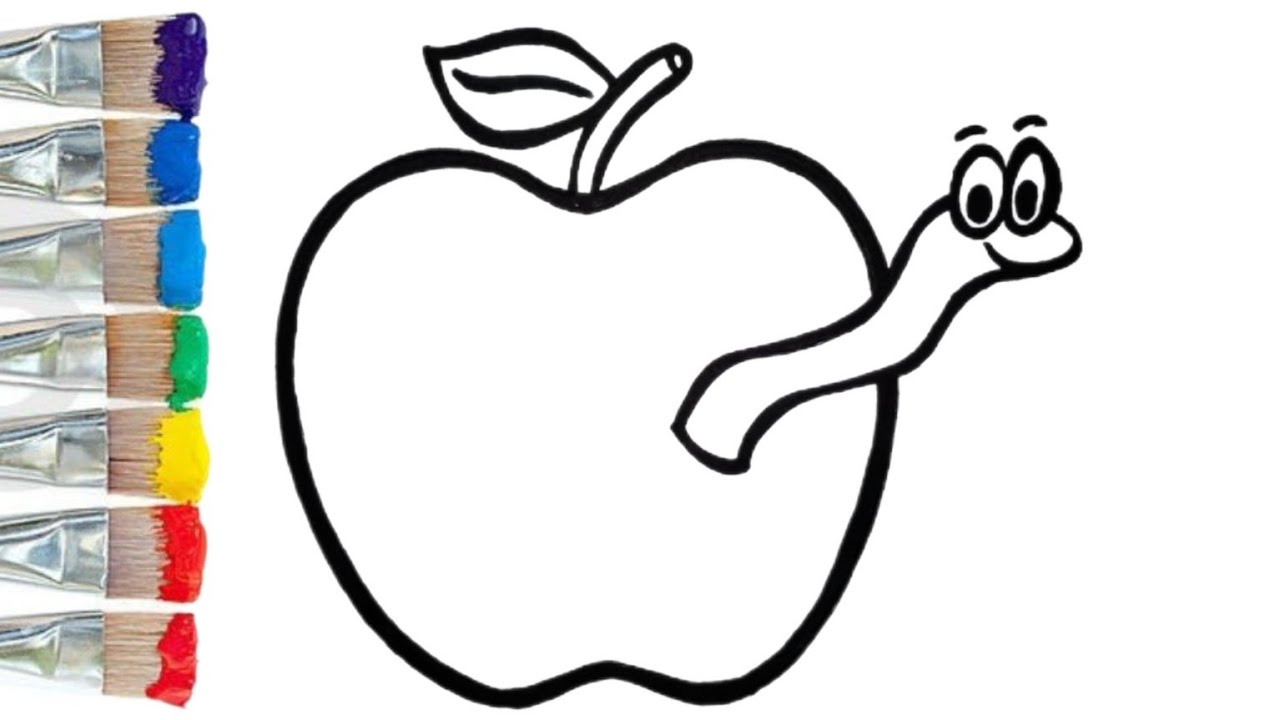 An Apple with Snake 🐍 Drawing for Kids | Simple Draw #drawing #easy # ...