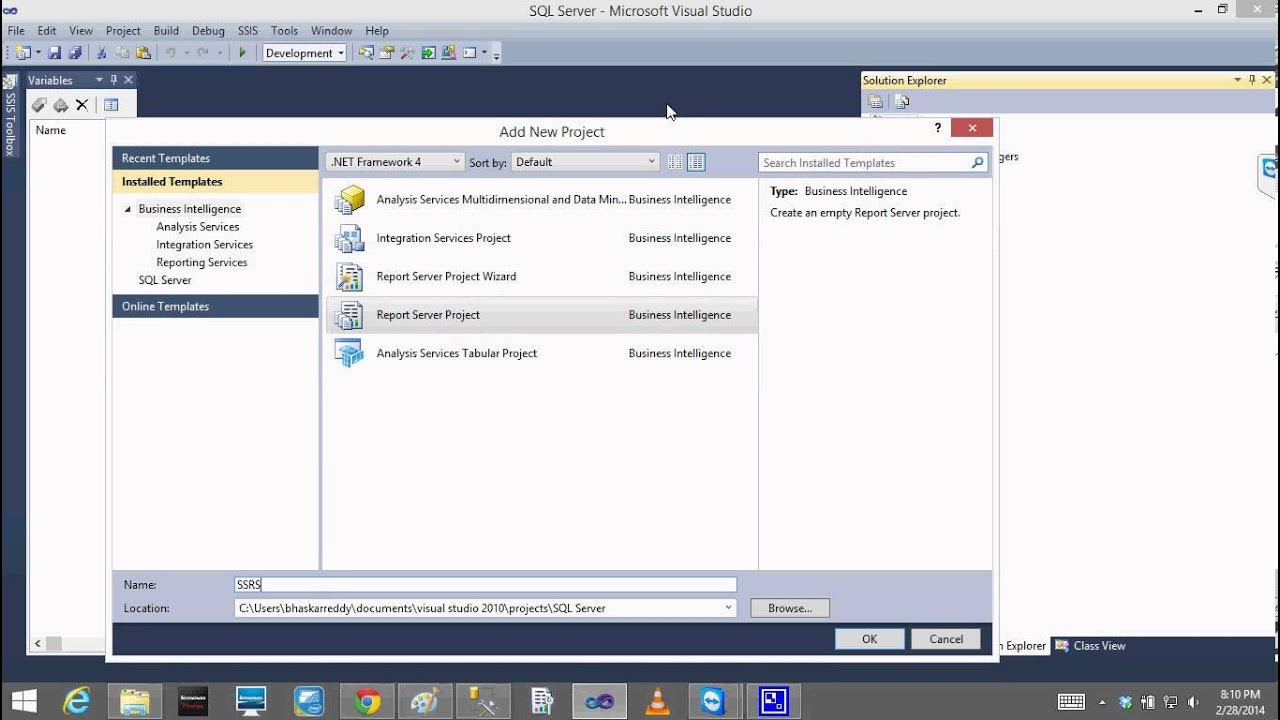SQL SERVER SSRS Lesson1 Introduction1, My First SSRS Package Bhaskar ...