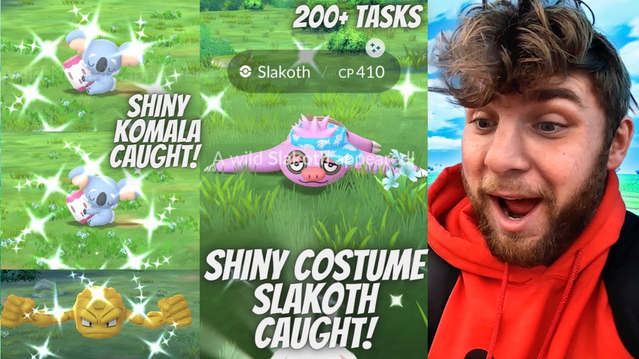 *NEW* Shiny Costume Slakoth and Shiny Komala CAUGHT in Pokemon Go After ...