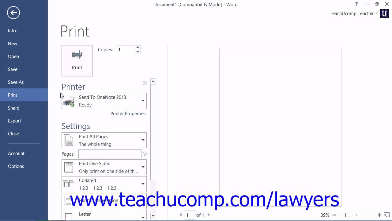 Microsoft Word 2013 Training for Lawyers: Printing on Legal Paper ...