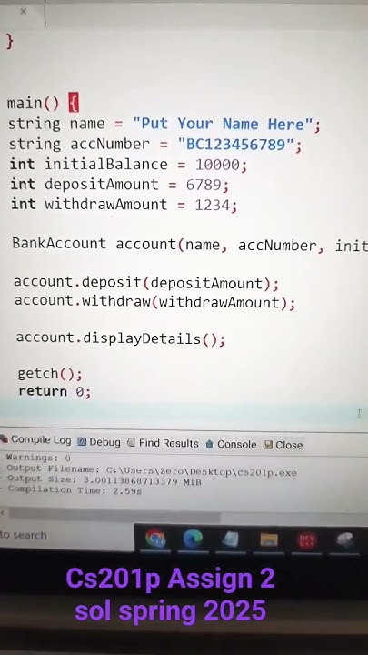 CS201p Assignment 2 Solution Spring 2025 #cs201passignment2 - YouTube