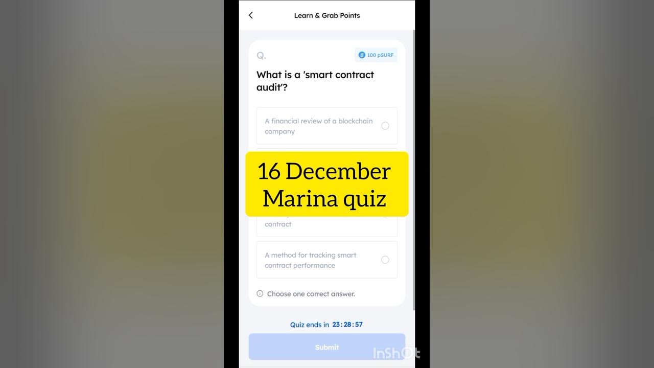 Marina protocol quiz answer today 16 December | 16 December Marina quiz ...