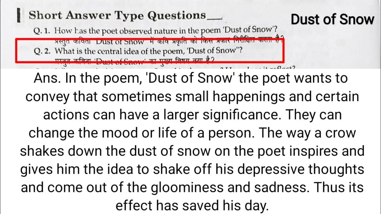 Dust Of Snow Short Question Answer Dust Of Snow Question Answer In dust-of-snow-short-question-answer-dust-of-snow-question-answer-in