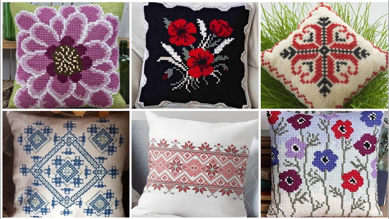 Hand Embroidery //Cross Stitch Hand Embroidered Cushion Cover Designs ...
