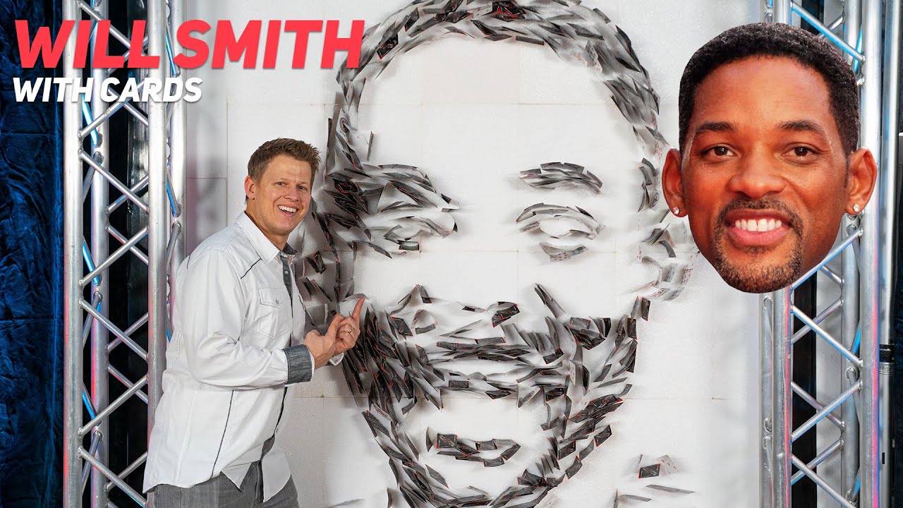 Drawing WILL SMITH by THROWING CARDS - YouTube